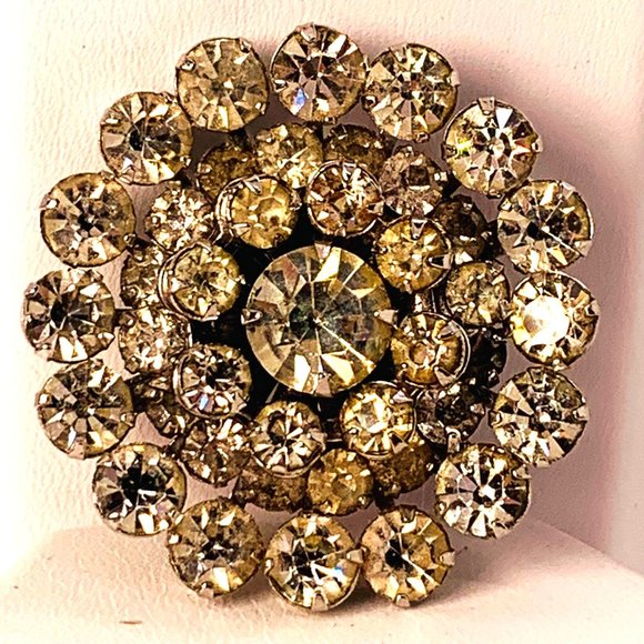 Jewelry | Vintage Rhinestone Starburst Brooch Silver Tone Setting ...